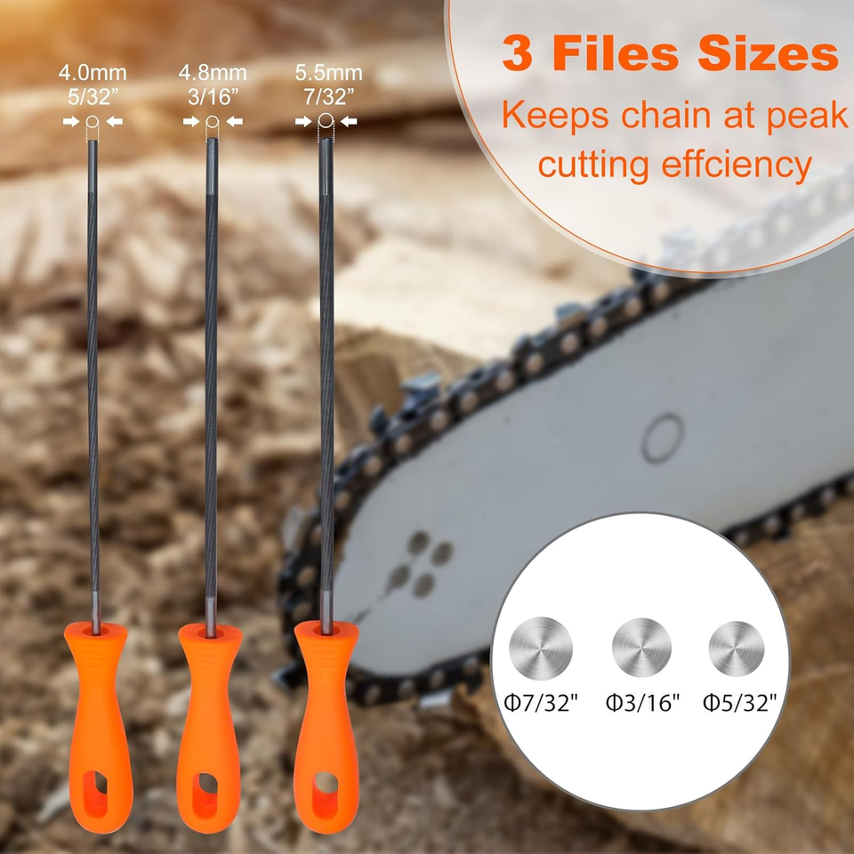 Chainsaw File 3Pcs Chainsaw File,Chainsaw File Kit with Plastic Handle ...