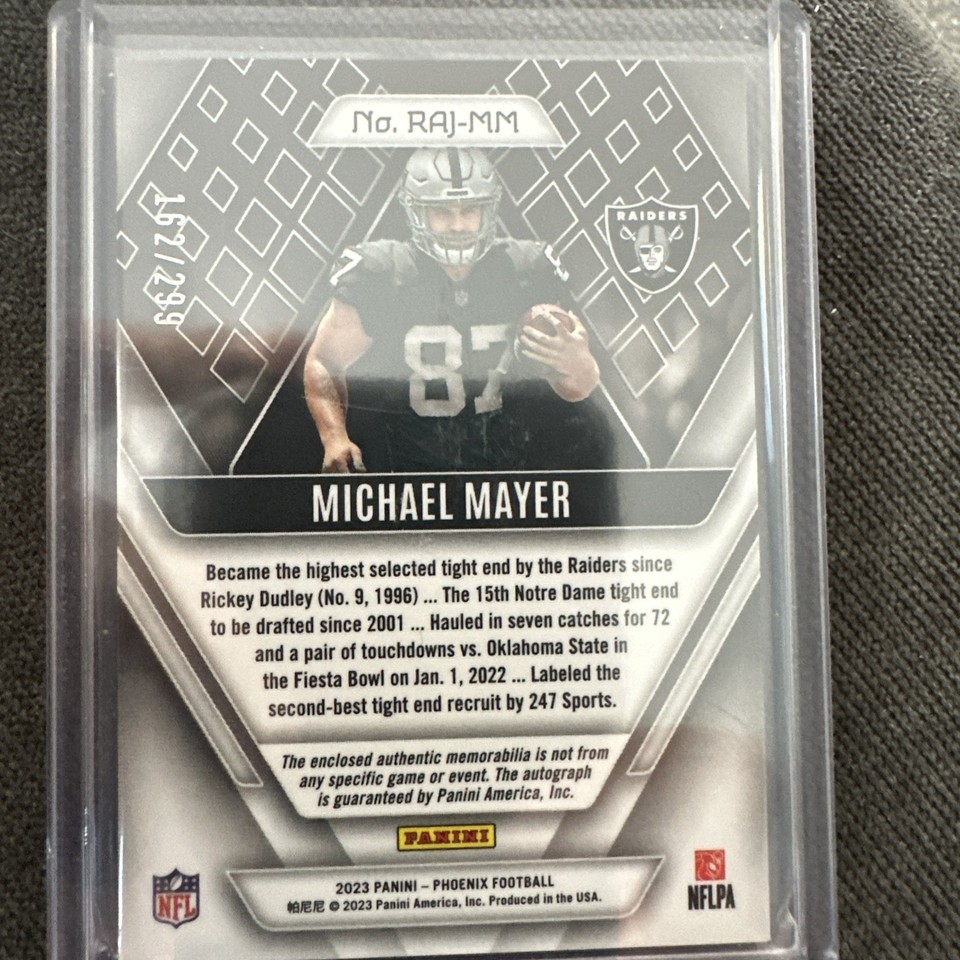 2023 Panini Phoenix - Rps/Rpa Rookie Auto Jersey Michael Mayer #RAJ-MM ...