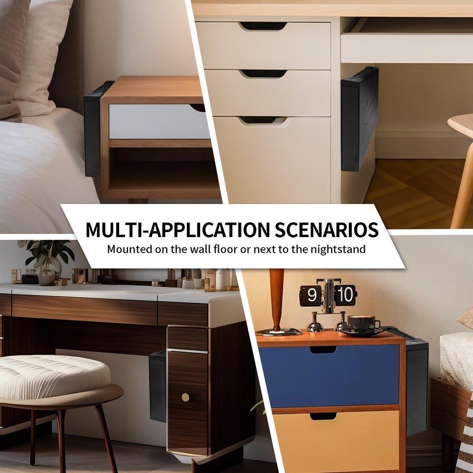 Biometric Safe for Nightstand, Desk, Bedside Mounted, Auto Open Safe ...