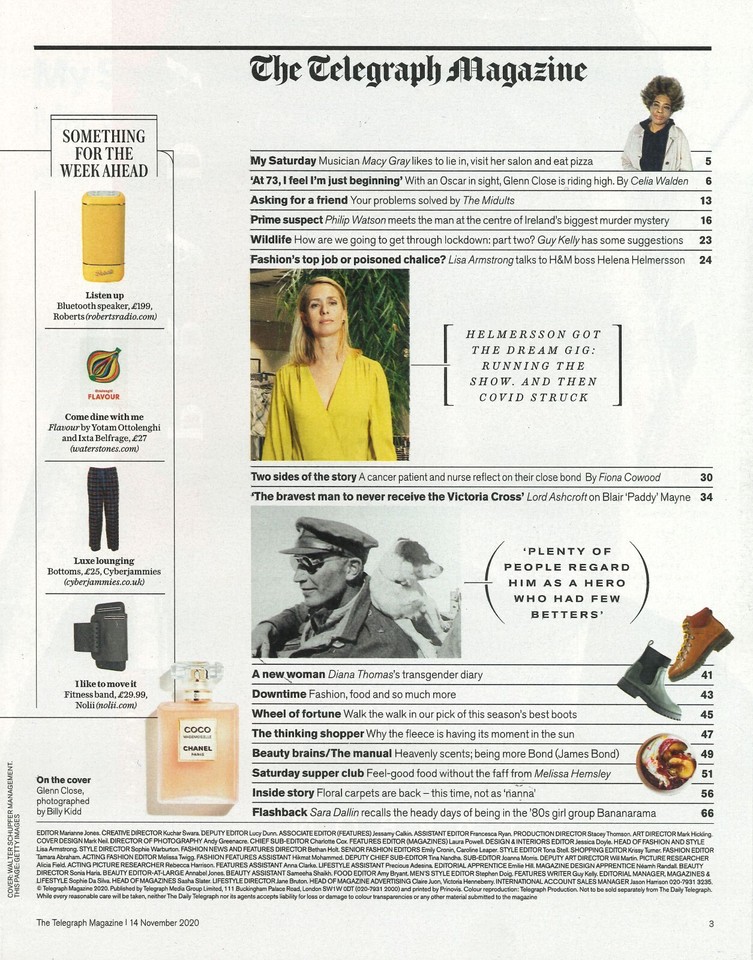 UK Telegraph Magazine: Glenn Close, Macy Gray, Helena Helmersson, 14.11 ...