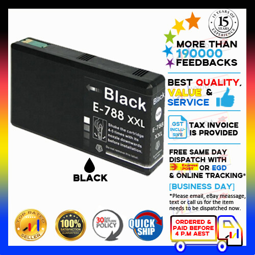 1x Non-OEM 788XXL 788 XL BLACK ONLY Ink Cartridge for Epson WF-5190 WF ...