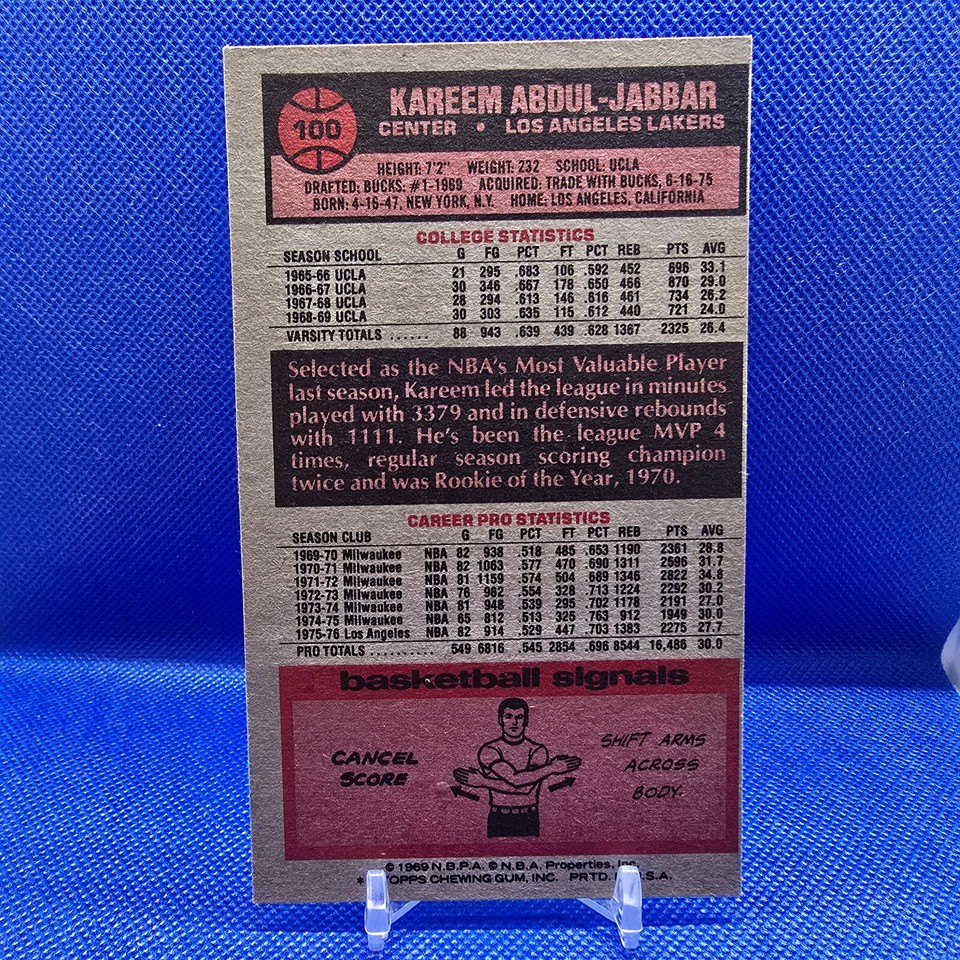 1976-77 Topps - #100 Kareem Abdul-Jabbar Basketball Card | eBay