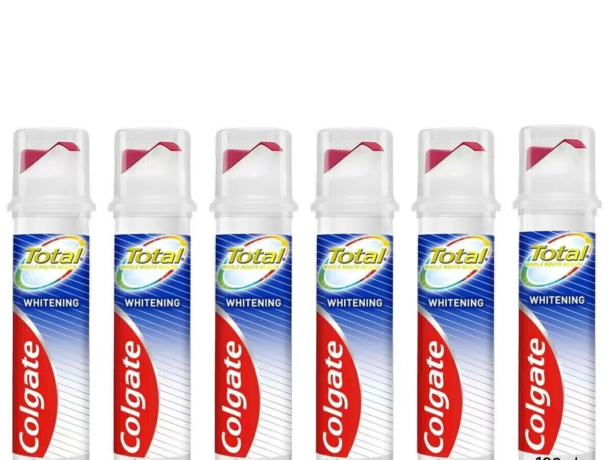 6 X 100ML COLGATE TOTAL WHITENING WHITE PUMP ACTION TOOTHPASTE ...