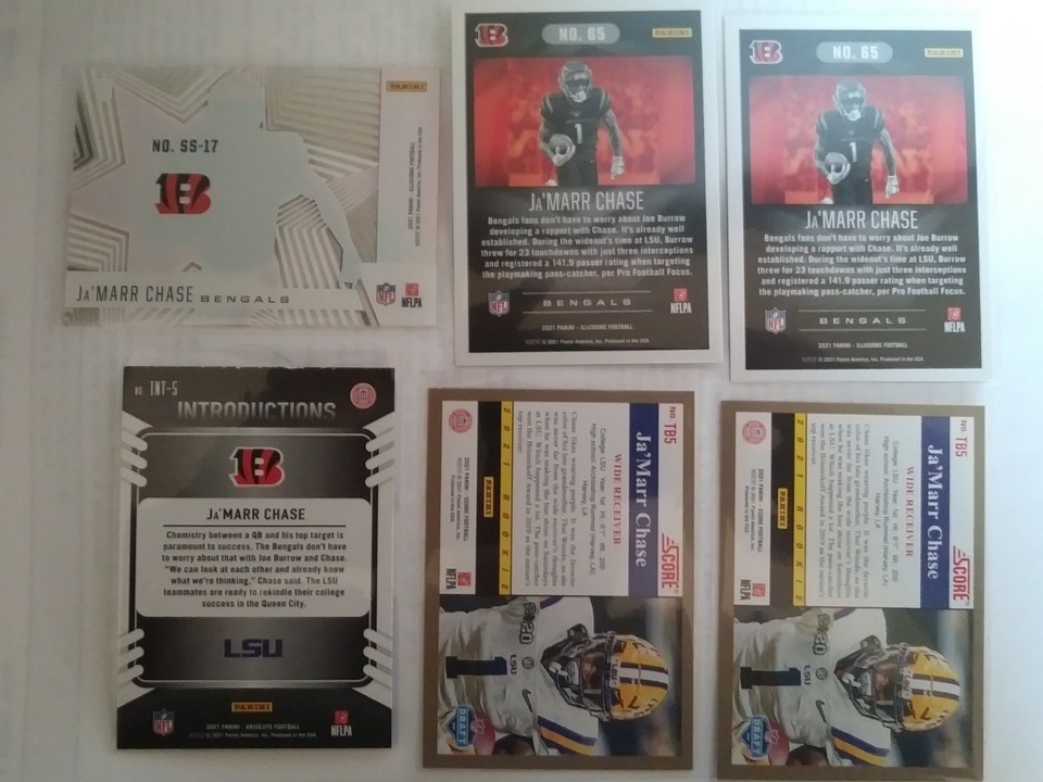 2021 Jamar Chase Rookie Card Lot of (6) Cincinnati Bengals RC SEE PICS ...