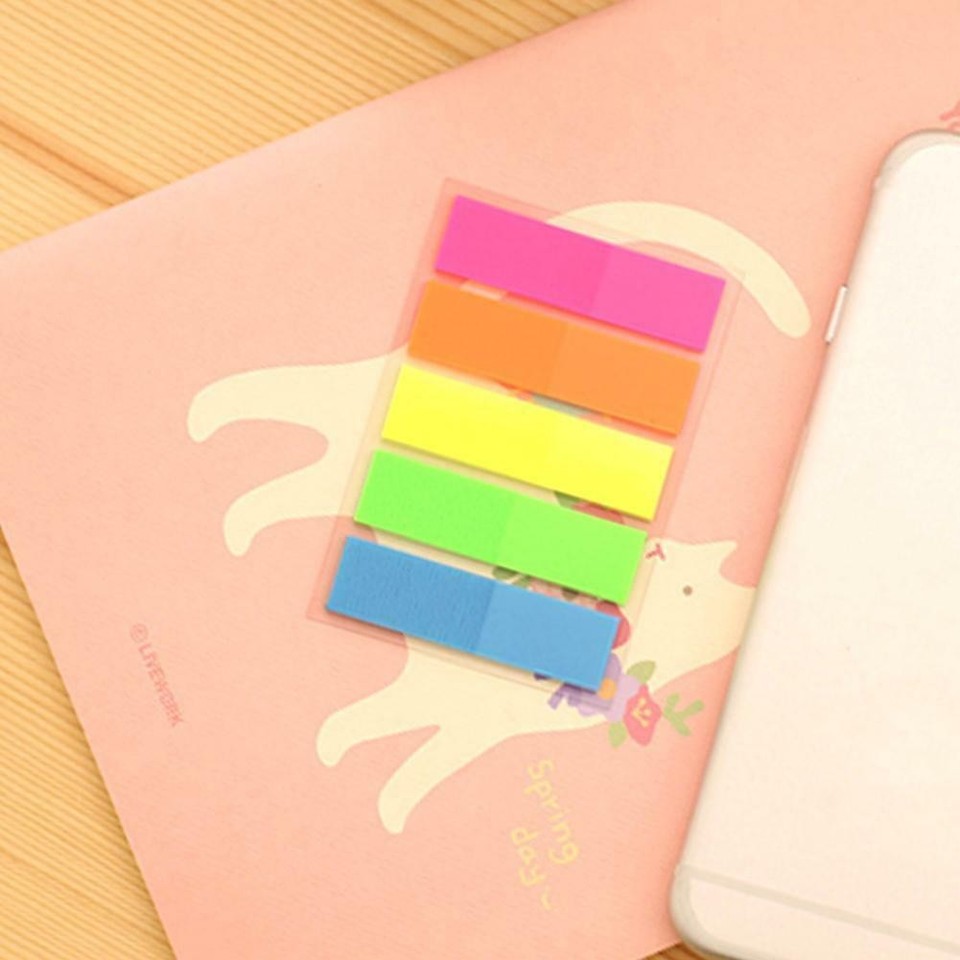 100Pcs Fluorescence Sticky Notes Memo Flags Bookmark Sticker NEW | eBay