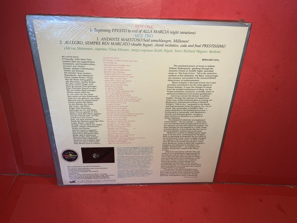 L A Symphony Ode To Joy Beethovens 9th Symphony Limited Edition 7270