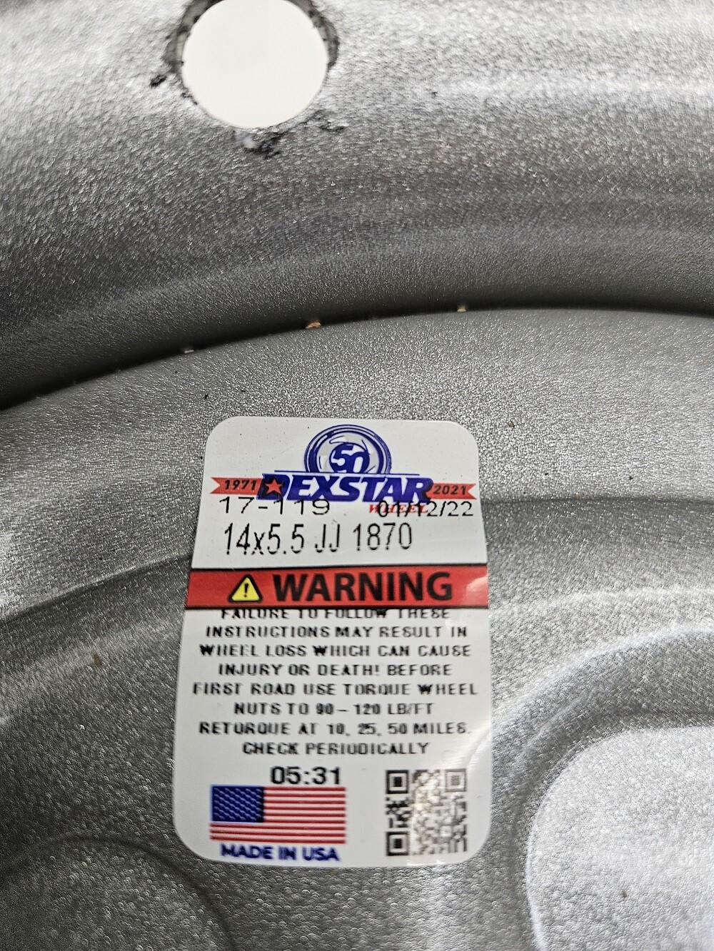 14" Dexstar Trailer Camper Vintage 14" Wheel 14x5.5 / 4 Bolt / Sparkle ...