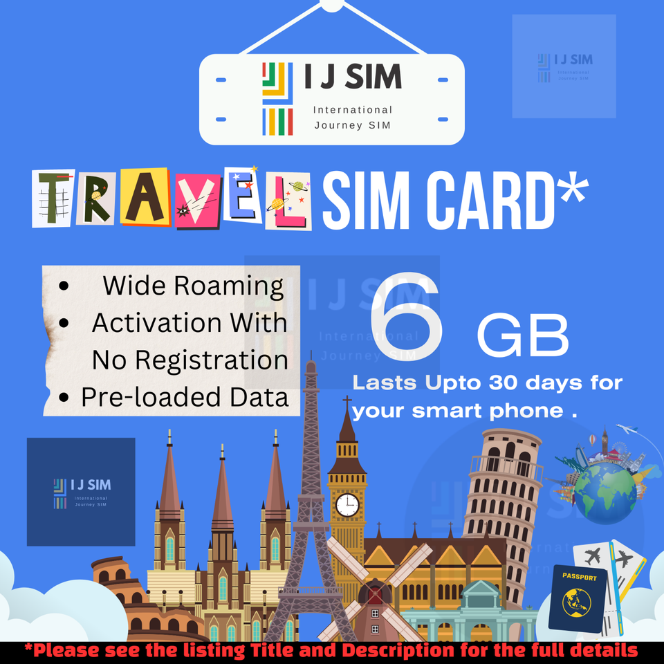 Holiday travel Prepaid data SIM Card Trio 4G 5G tethering 6GB data for ...