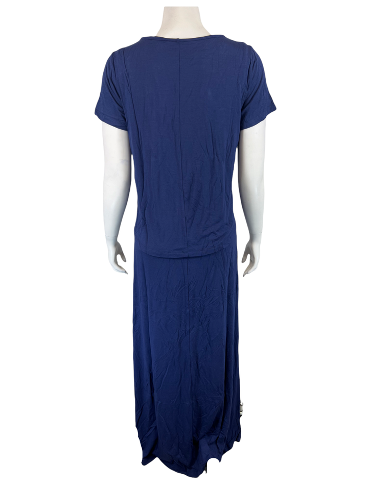 Lisa Rinna Collection Regular Knit Maxi Dress with Overlay Blue Indigo ...