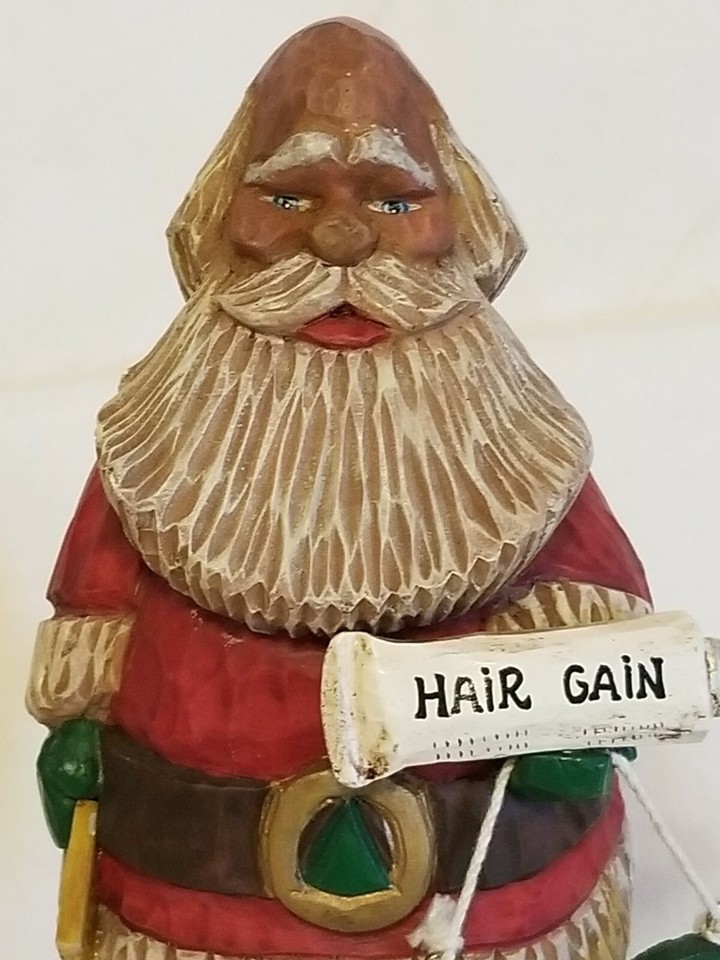 Kurt S Adler Carved Santa Claus Figurine Bald Head Hair Gain Funny ...