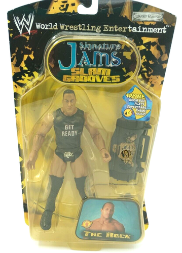 WWE Signature Jams Slam Grooves - The Rock Action Figure - Sealed *READ ...