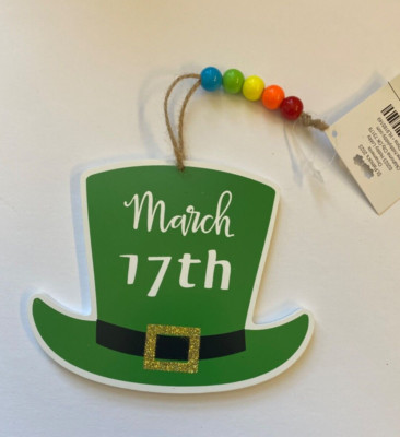 St. Patrick's Day March 17th sign plaque tiered tray decor green top ...