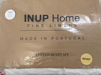 3-pc INUP HOME White Printed Queen Size Linen Duvet Cover Set New Fast ...