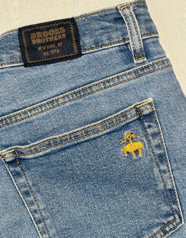 Brooks Brothers Men's Straight Jeans Blue Denim Embroidered Logo ...