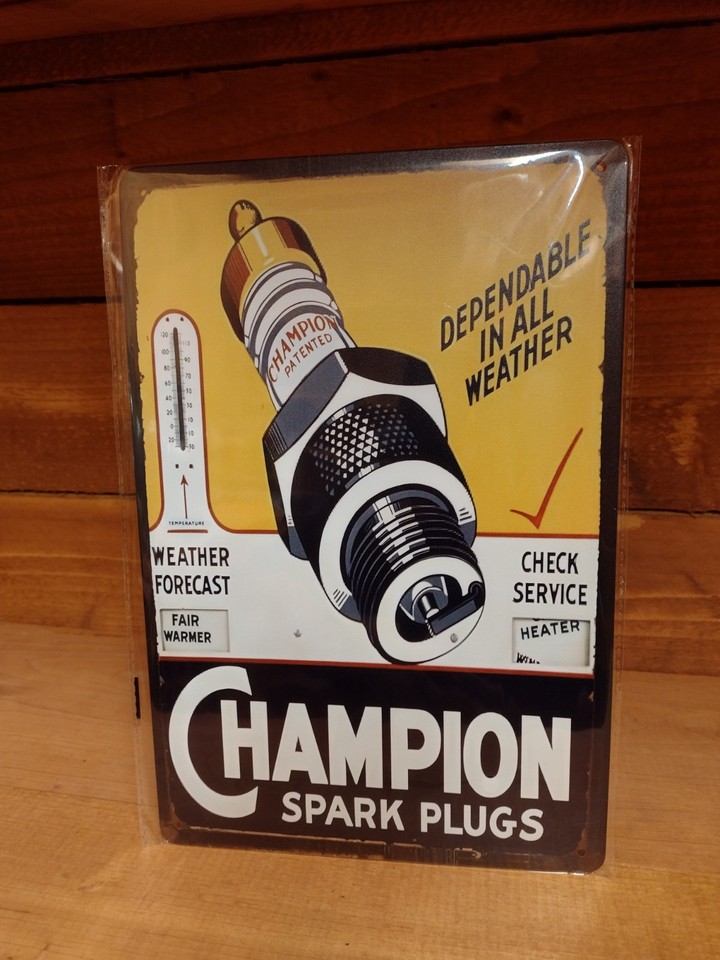 8x12 Tin Sign Champion Spark Plugs Man Cave | eBay