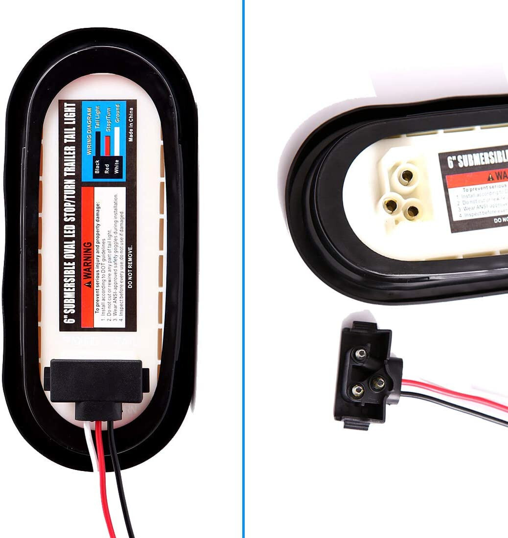 Truck Lights Pair Of White 6-LED Oval Trailer Lights – Stop/Turn/Tail ...