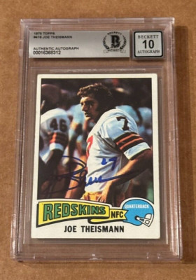 JOE THEISMANN SIGNED 1975 TOPPS RC AUTO GRADE 10 BECKETT BAS | eBay