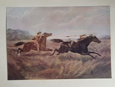 THE PURSUIT MAN ON HORSE CHASING NATIVE by Currier Ives Arthur ...