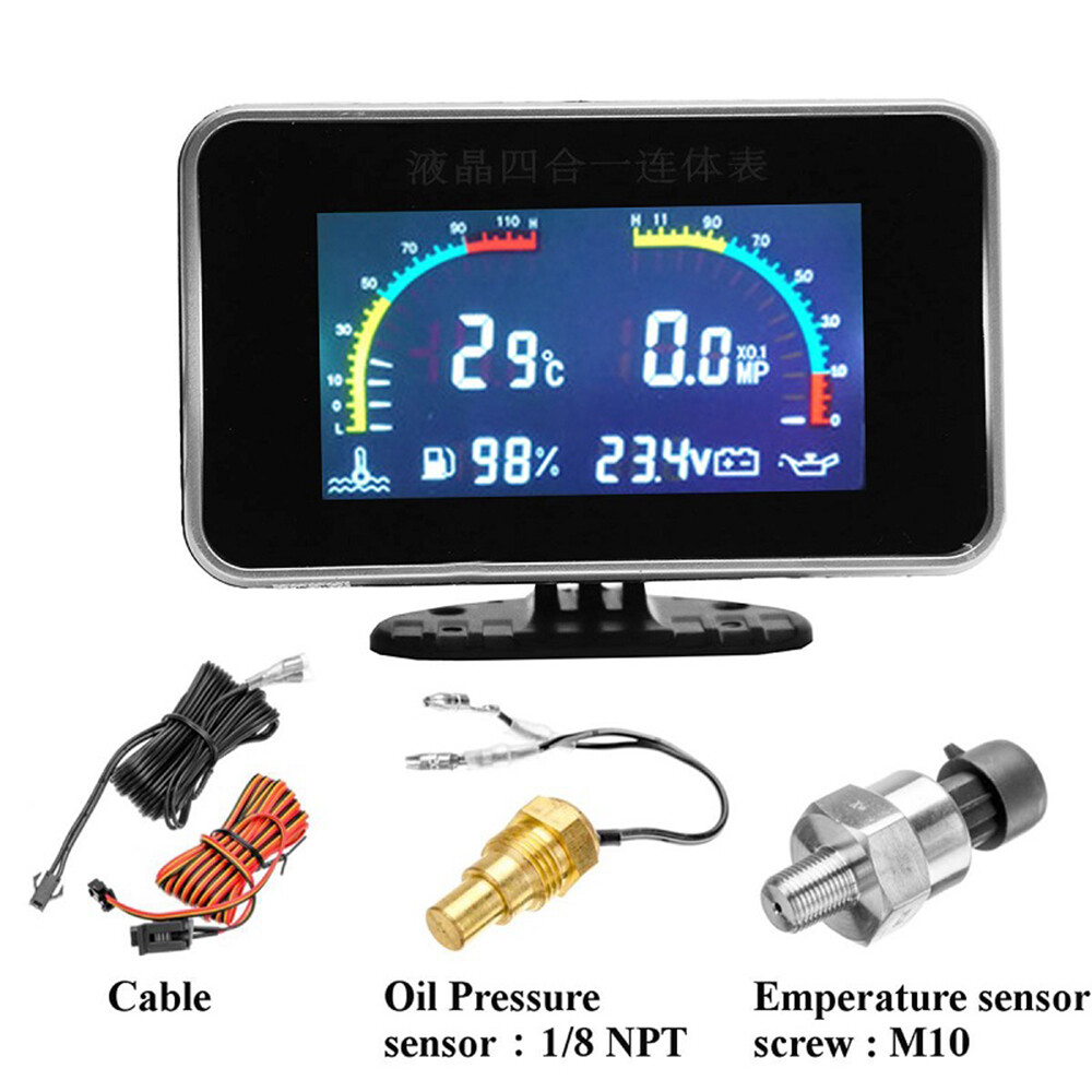 4 in 1 Car LCD Digital Gauge Water Temperature/Oil Pressure/Fuel ...