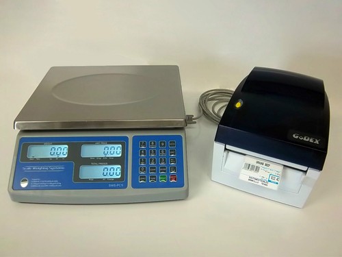 SWS-PCS-60, 60 lb Price Computing Scale-lbs,kgs,ozs w/Godex DT4 Barcode ...