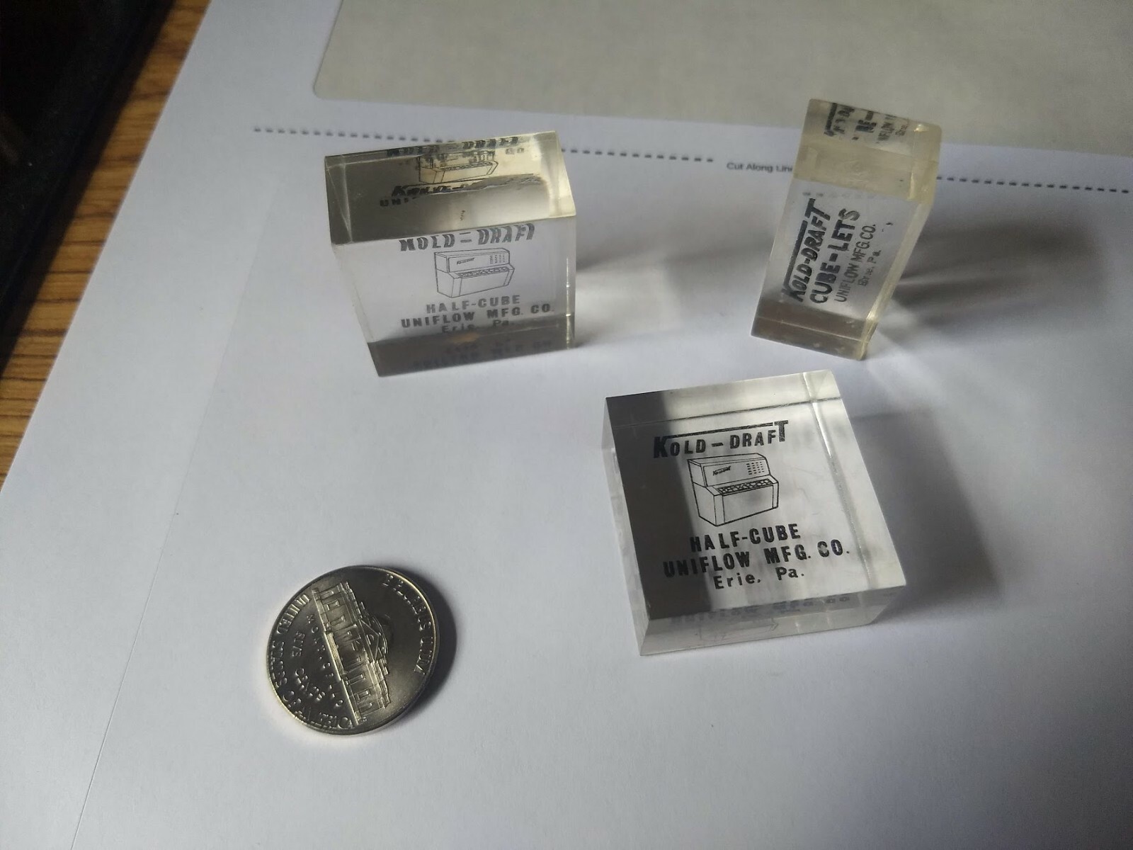 Lot of 3 Vintage Ice Machine Cube Samples Kold-Draft ADVERTISEMENT | eBay