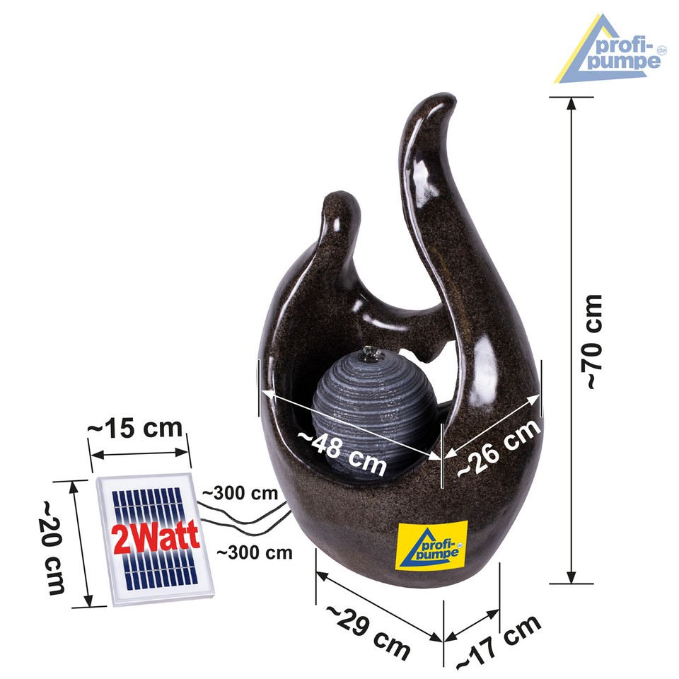 SOLAR BRUNNEN SPRINGBRUNNEN GARTEN BRUNNEN ZIER SOLAR WASSERSPIEL ...