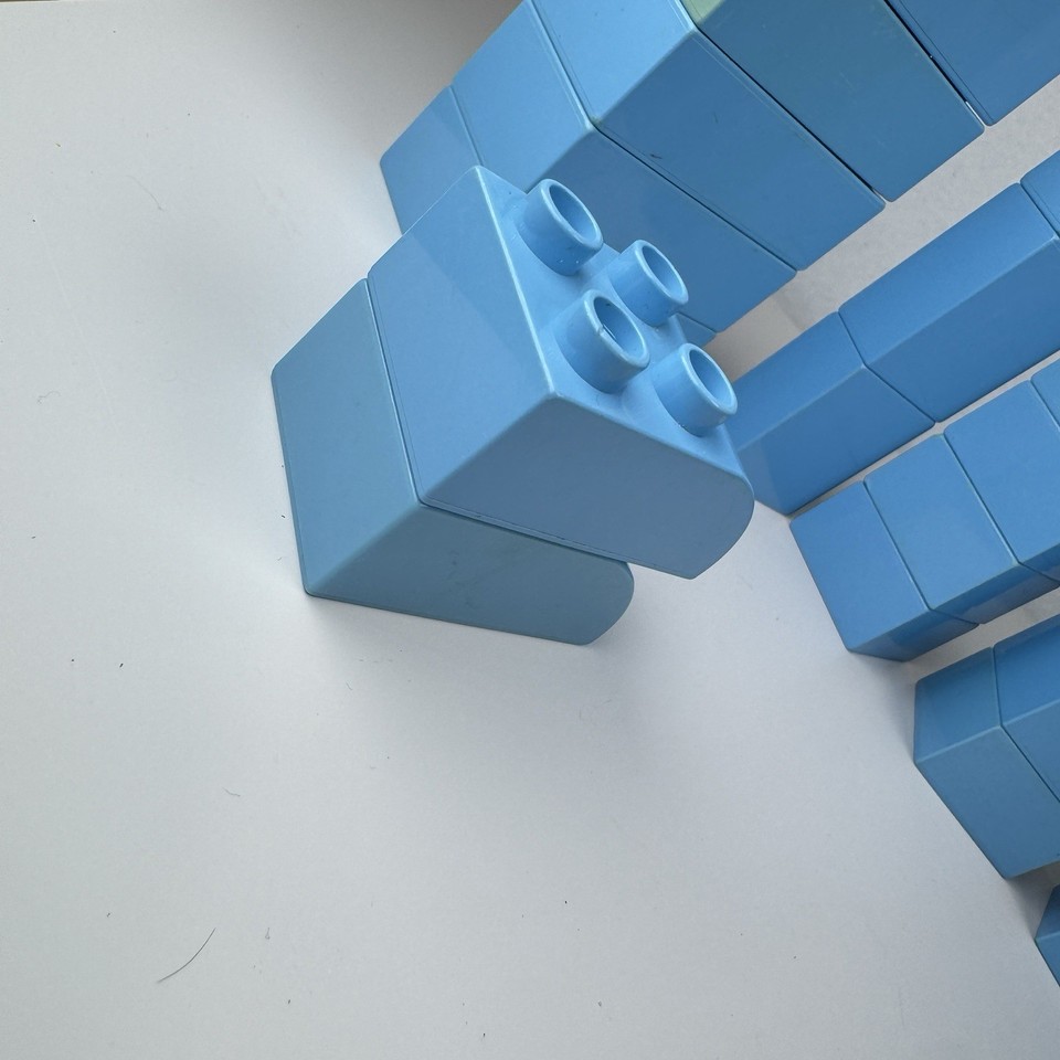 Lego Duplo Lot Of 37 Bricks Dark Azure Blue 2x2 2x4 2x1 Curved Building ...
