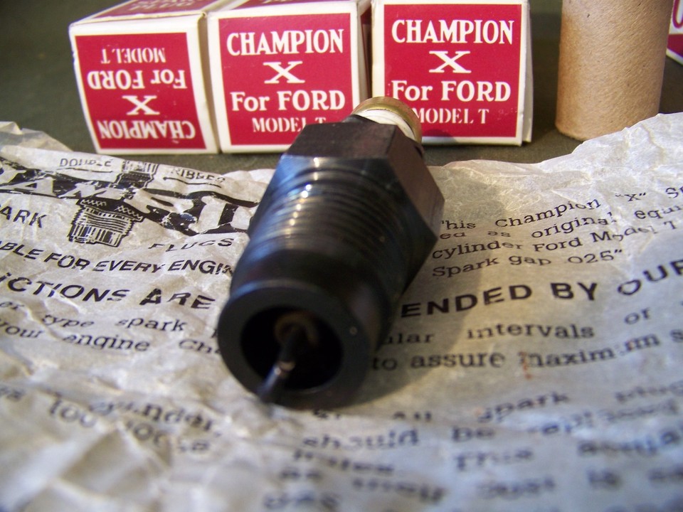 NOS Lot Of 4 Champion X Model T Ford Spark Plugs Double Ribbed W/ Box ...