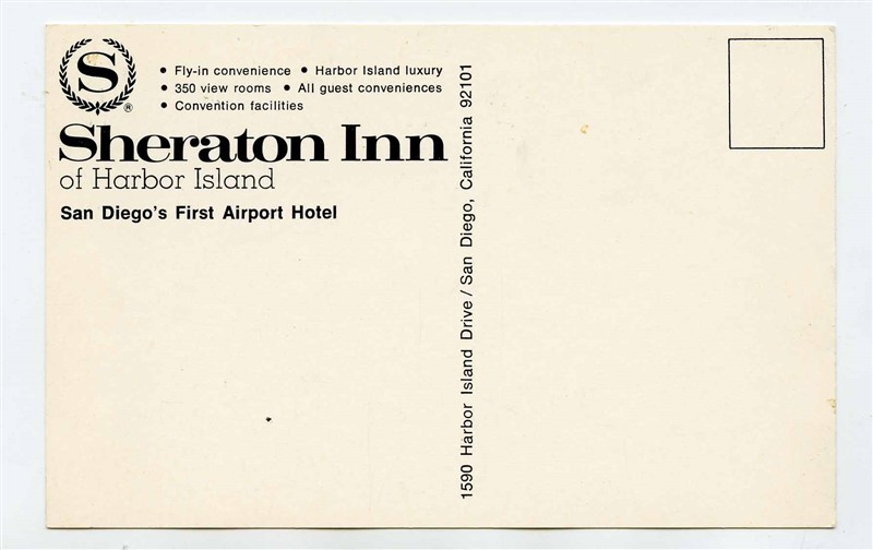 Sheraton Inn Harbor Island Postcard San Diego's First Airport Hotel ...
