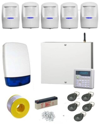 WIRED Burglar Alarm System PRO Kit LCD PROXIMITY Keypad 5 x PIR & GSM ...