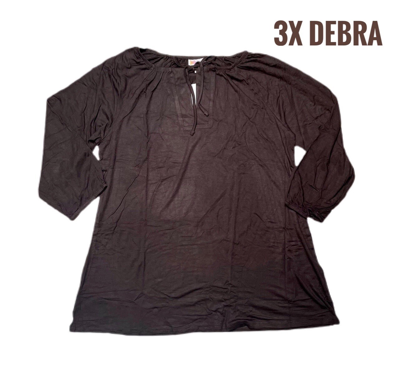 3x LuLaRoe Debra Peasant Top Solid Brown Rayon Fits 26/28 | eBay