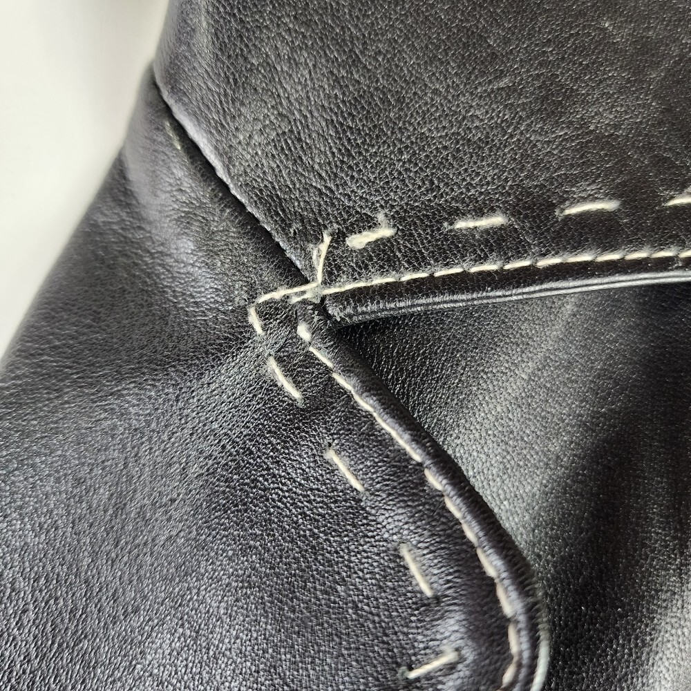 Danier Black Leather Jacket Moto Style Buckle Flap Po… - Gem