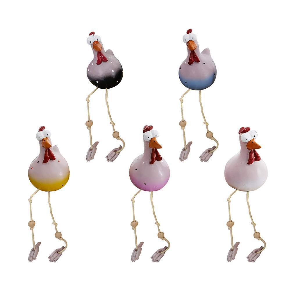 2Pcs Big-eyed Chicken Creative Statue Perfect Gifts Long Feet for ...