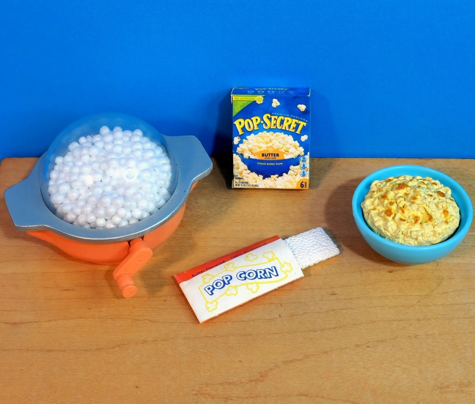 KITCHEN LITTLES RARE POPCORN MAKER BOWL BARBIE FOOD HTF KERNALS ...