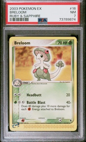 2003 Pokémon TCG Breloom EX Ruby and Sapphire 16/109 Rare PSA 7 Near ...