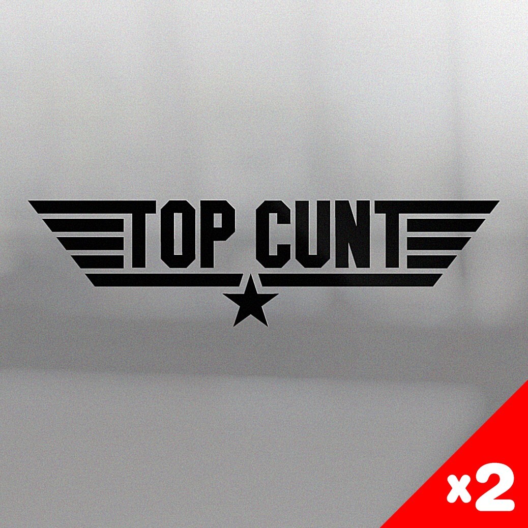 2 x TOP GUN Stickers 200mm funny rude jdm drift race ute bns vinyl car ...
