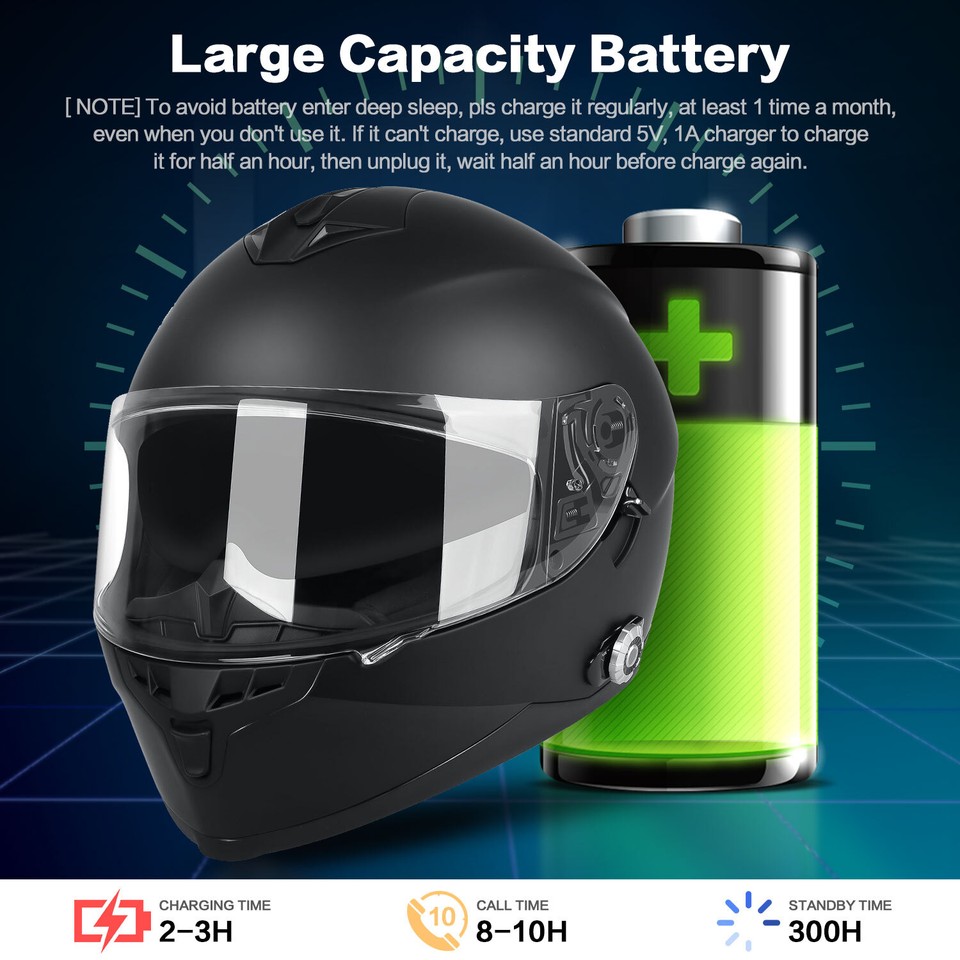 DOT Bluetooth Motorcycle Helmet Full Face With Headset Intercom ...