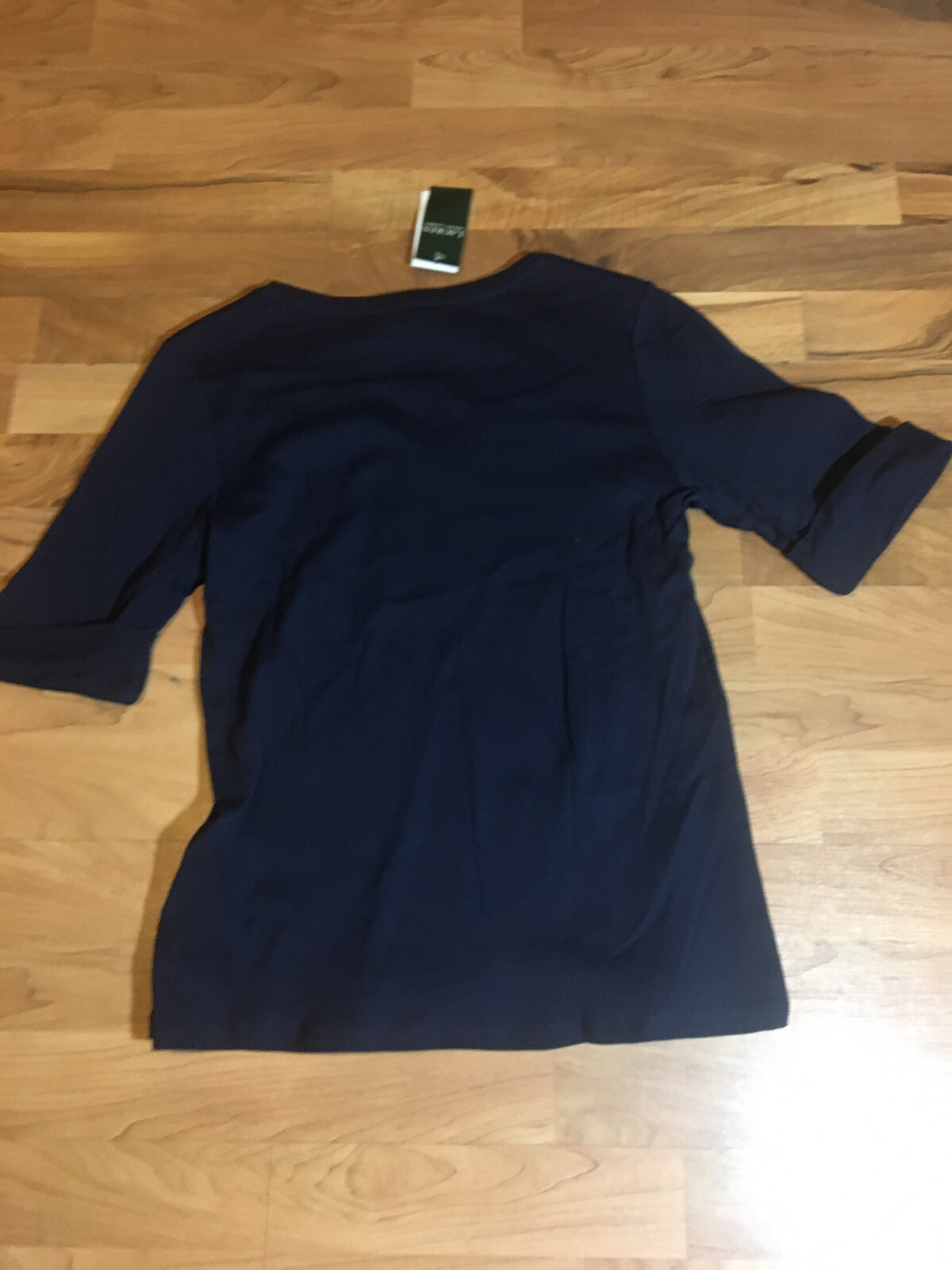 RALPH LAUREN Women’s Navy Blue V-Neck Cotton T-Shirt Casual Stretch NWT ...