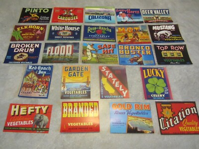 Lot of 115 Old Vintage 1940's-1950's VEGETABLE Crate LABELS - 23 ...