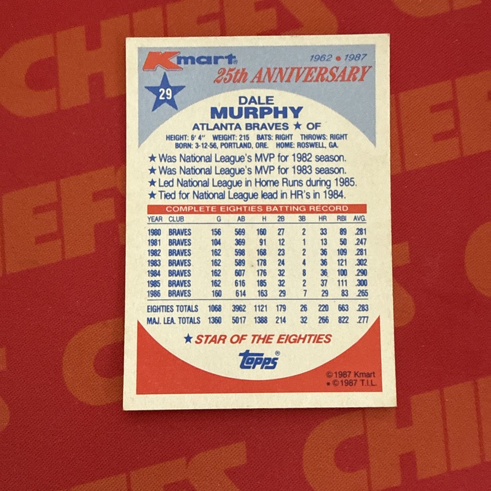 1987 Topps K-Mart 25th Anniversary #29 Dale Murphy Atlanta Braves | eBay