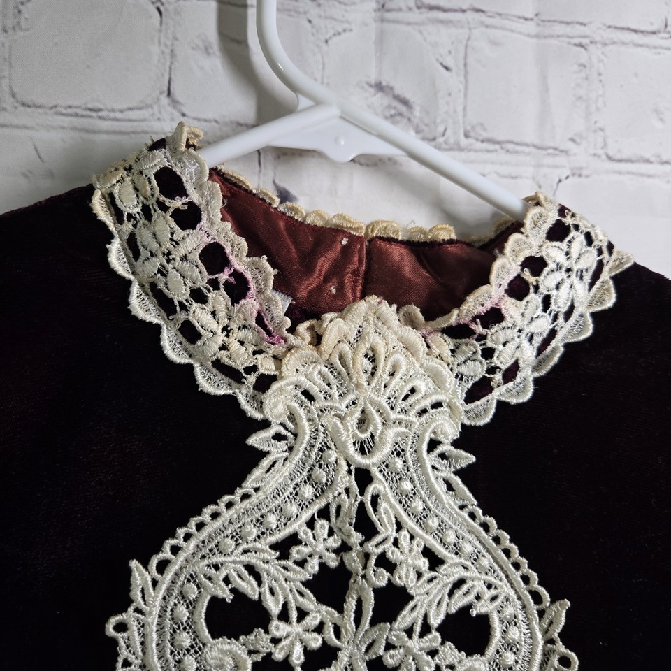 80s Scott Mcclintock Victorian Goth Basque Waist Velve Dress 16 Lace ...