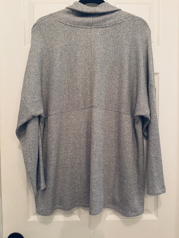 J Jill Womens Plus Size 2x Gray Knit Cowl Neck Sweater Tunic Knit Top ...