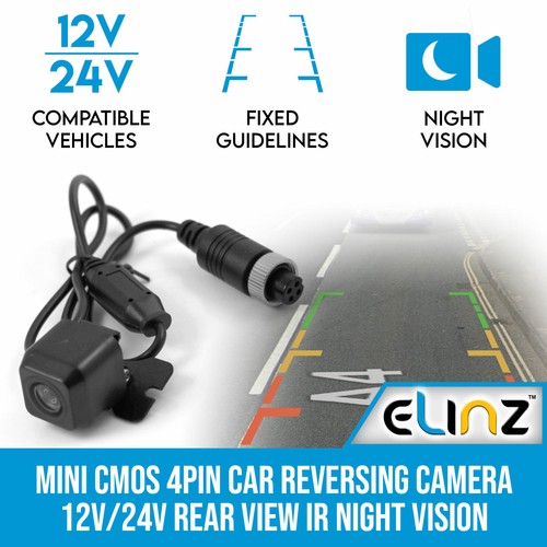 Mini CMOS 4pin Car Reversing Camera Rear View IR Night Vision 12v 24v ...