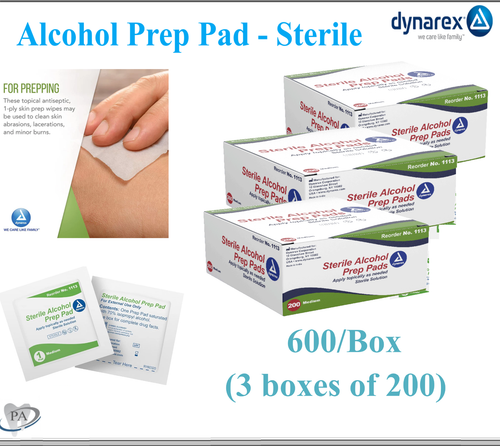600 Pads x First Aid Alcohol Prep Pads Individually Wrapped Medium 2 ...