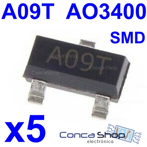 5 X TRANSISTOR A09T AO3400 MOSFET N-Channel 30V 5.8A SOT-23 SMD Field ...