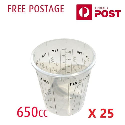 Calibrated Mixing Paint Cups W/ Lid x 25 650ml Auto Body Painting ...
