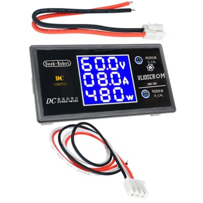 DC 100V 10A 250W LCD DIGITAL VOLTMETER WATT METER POWER CURRENT VOLTS ...