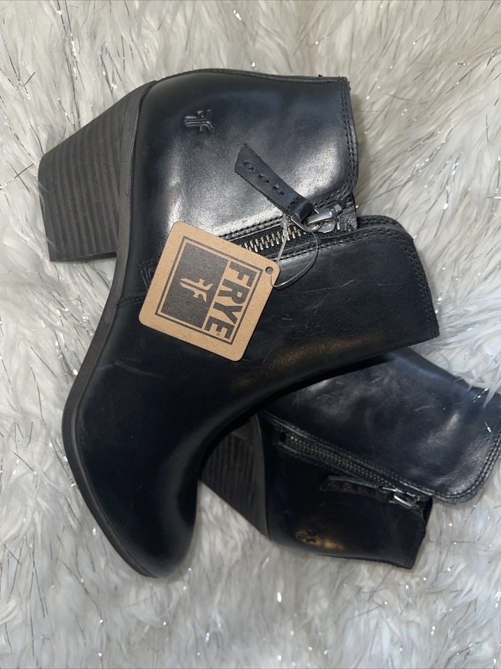 FRYE Women’s Boots Judith Double Zip Ankle Bootie Black Leather Size 9 ...