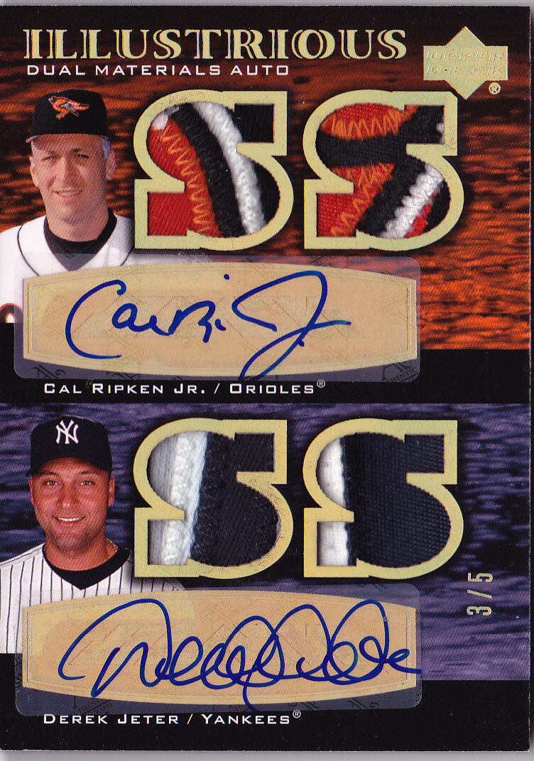 2007 UD Black DEREK JETER CAL RIPKEN JR Auto Dual Patch Jersey Card #d ...