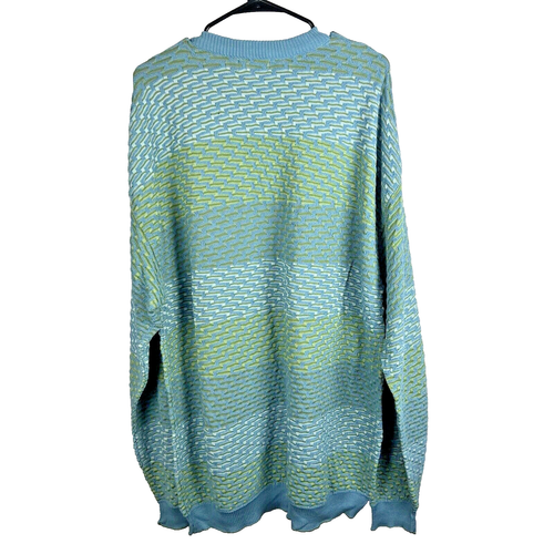 Norm Thompson Wool 3D Textured 90s Vintage Sweater Size XL Blue/Green | eBay